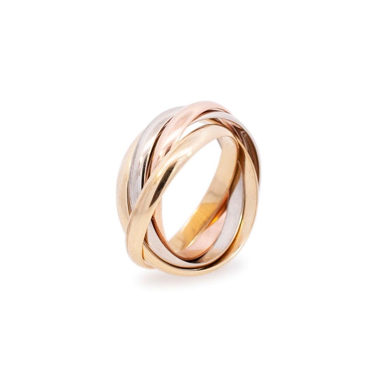 Ladies Vintage Must de Cartier 18k Tricolor Gold Trinity Ring 5 Hoops ...