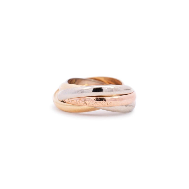 Ladies Vintage Must de Cartier 18k Tricolor Gold Trinity Ring 5 Hoops ...