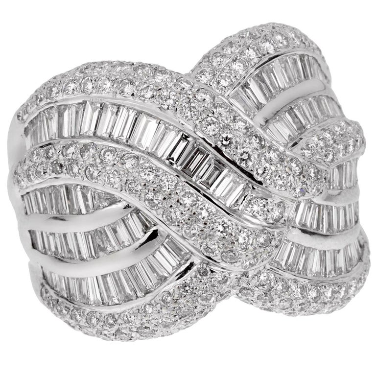 Ladies White Gold Diamond Cocktail Ring at 1stDibs | diamond cocktail rings