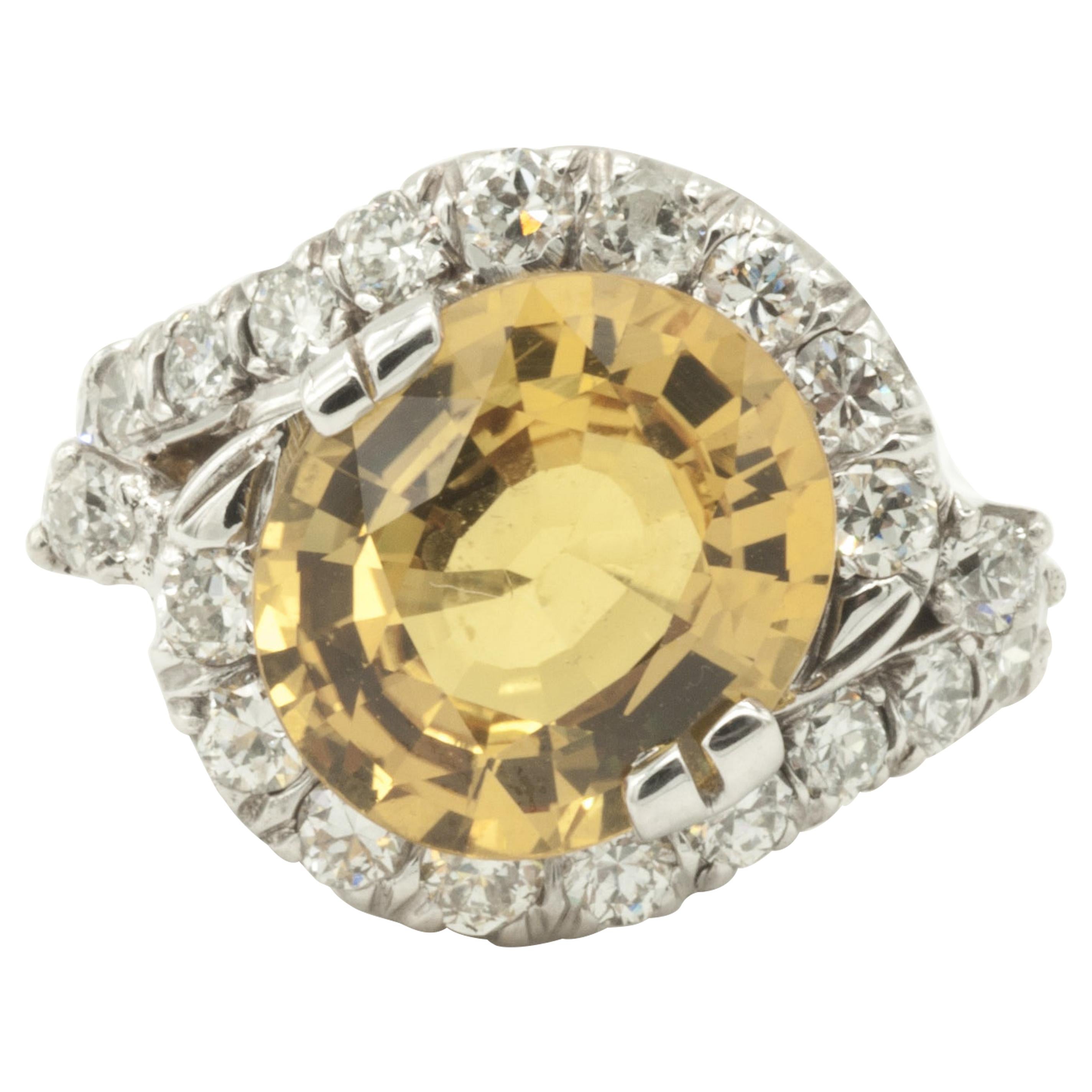 Yellow Sapphire and Diamond Ring at 1stDibs