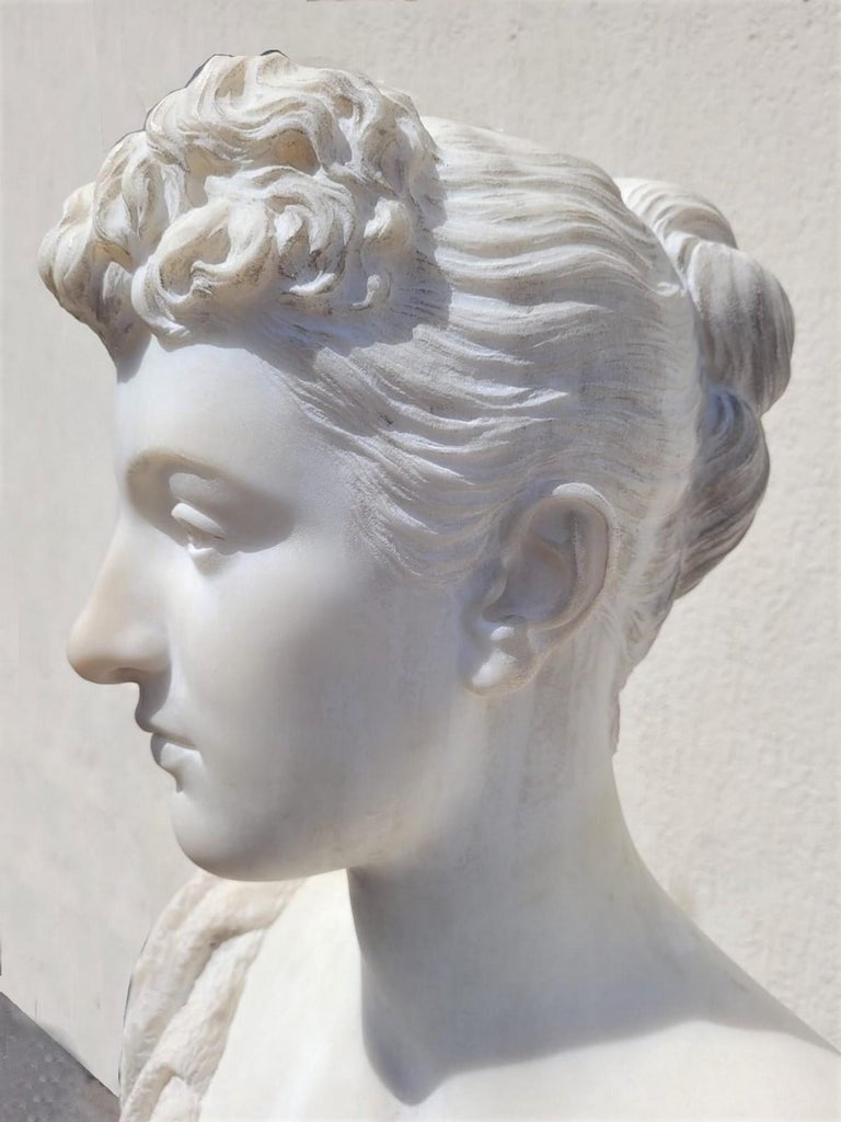 Lady Bust, White Marble Signed Waldo Story, Rome 1894 For Sale at 1stDibs