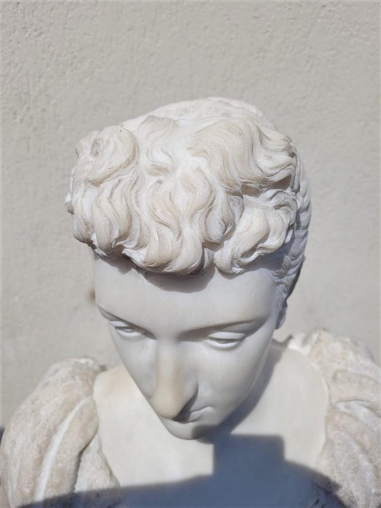 Lady Bust, White Marble Signed Waldo Story, Rome 1894 For Sale at 1stDibs