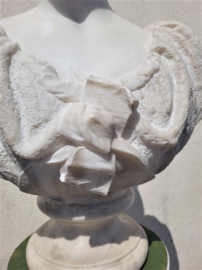 Lady Bust, White Marble Signed Waldo Story, Rome 1894 For Sale at 1stDibs