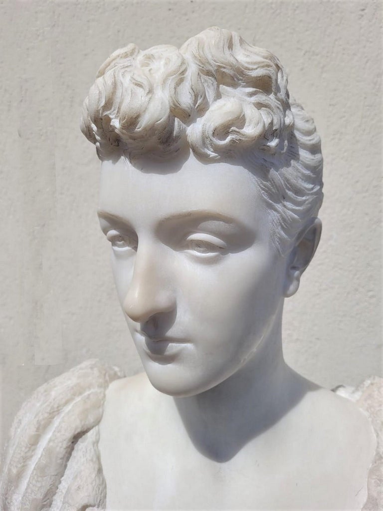 Lady Bust, White Marble Signed Waldo Story, Rome 1894 For Sale at 1stDibs