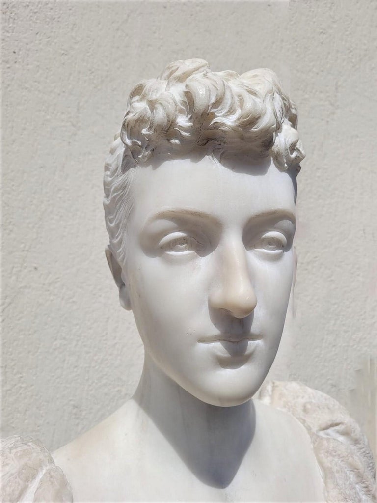 Lady Bust, White Marble Signed Waldo Story, Rome 1894 For Sale at 1stDibs