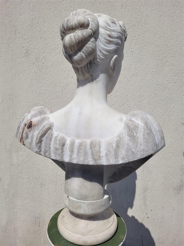 Lady Bust, White Marble Signed Waldo Story, Rome 1894 For Sale at 1stDibs