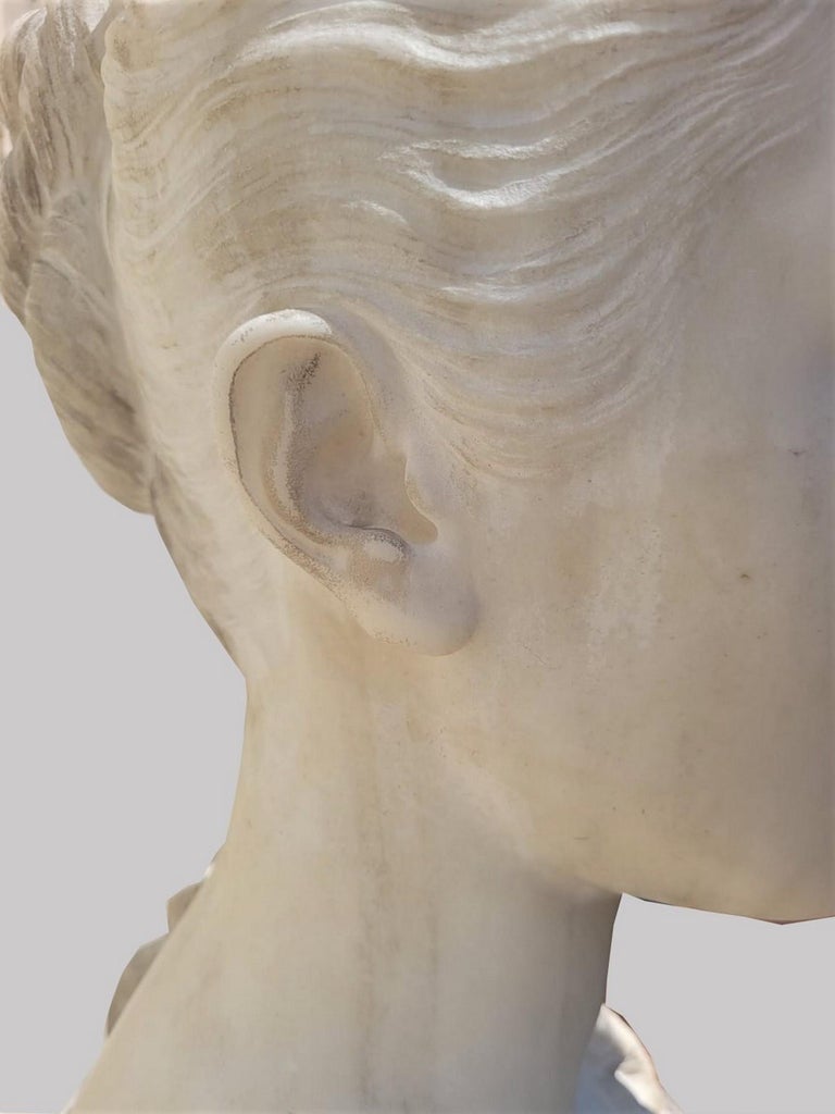 Lady Bust, White Marble Signed Waldo Story, Rome 1894 For Sale at 1stDibs