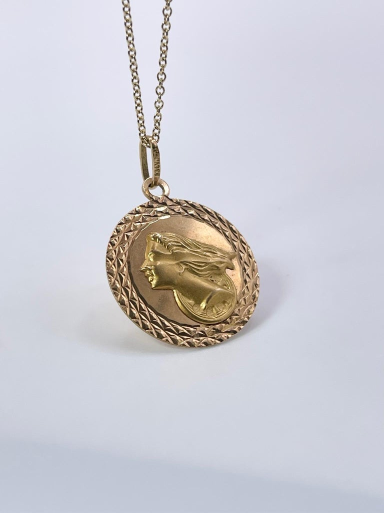 Lady Charm Gold Pendant Necklace Head Charm Head Pendant Necklace 18KT ...