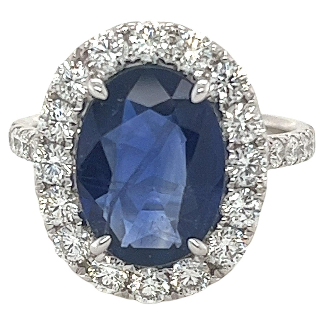 Bague princesse Diana en or 18 carats avec saphir bleu de Ceylan et ...
