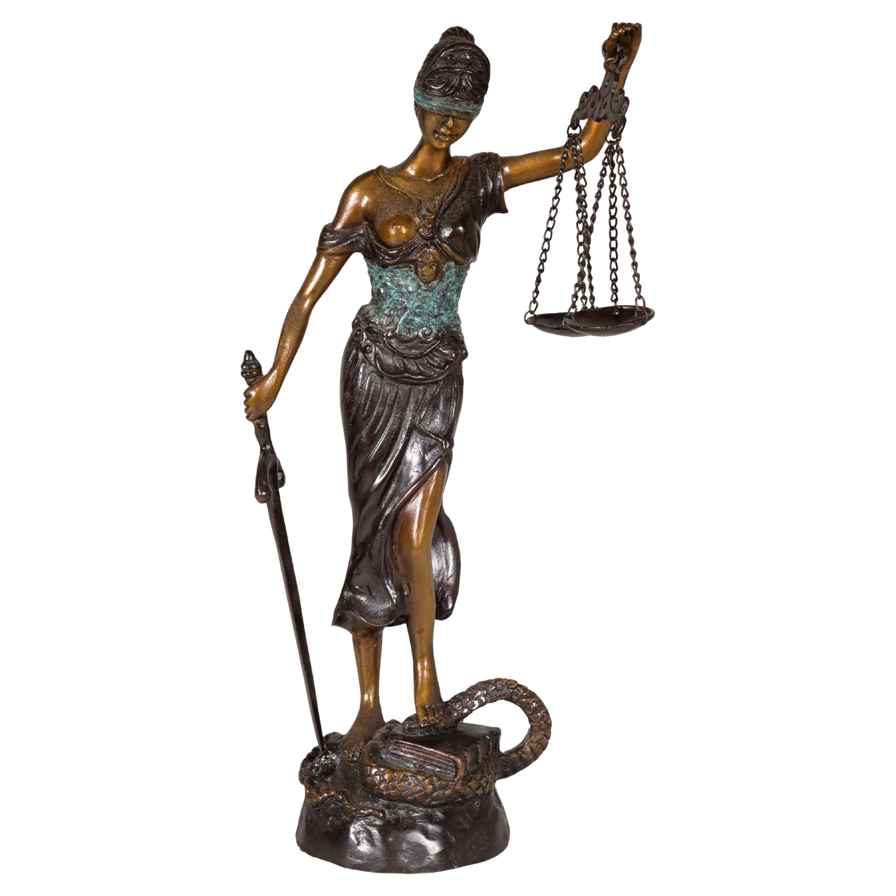 Extra Large Lifesize French Bronze Lady Justice Scales Statue at 1stDibs