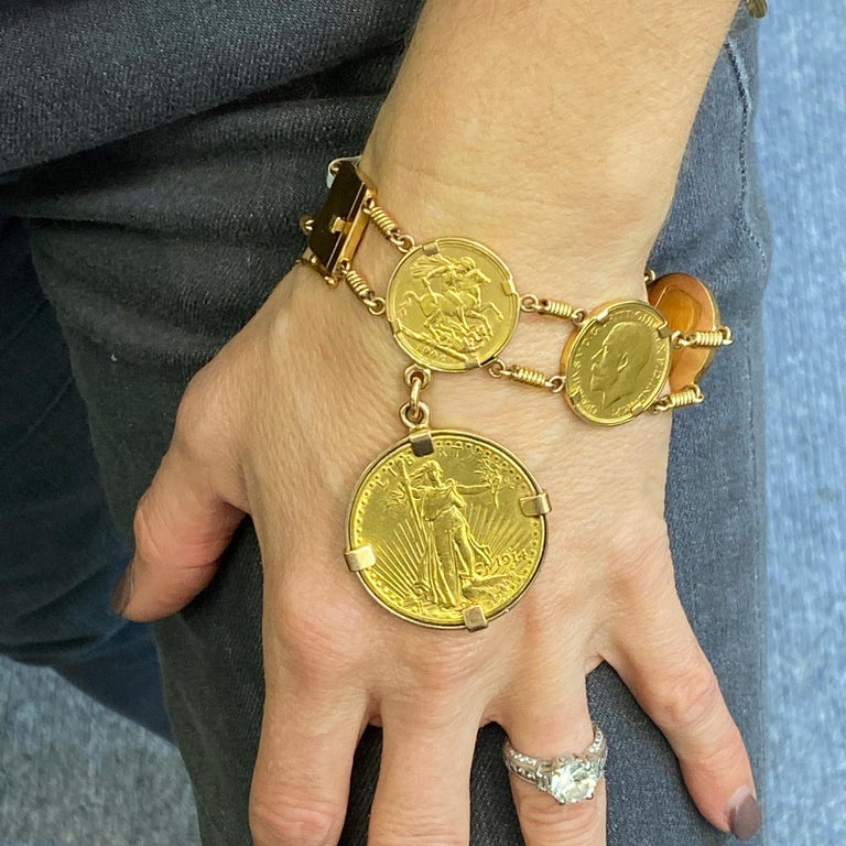 Lady Liberty Gold Coin English Sovereign Gold Coin 18 Karat Gold Link ...