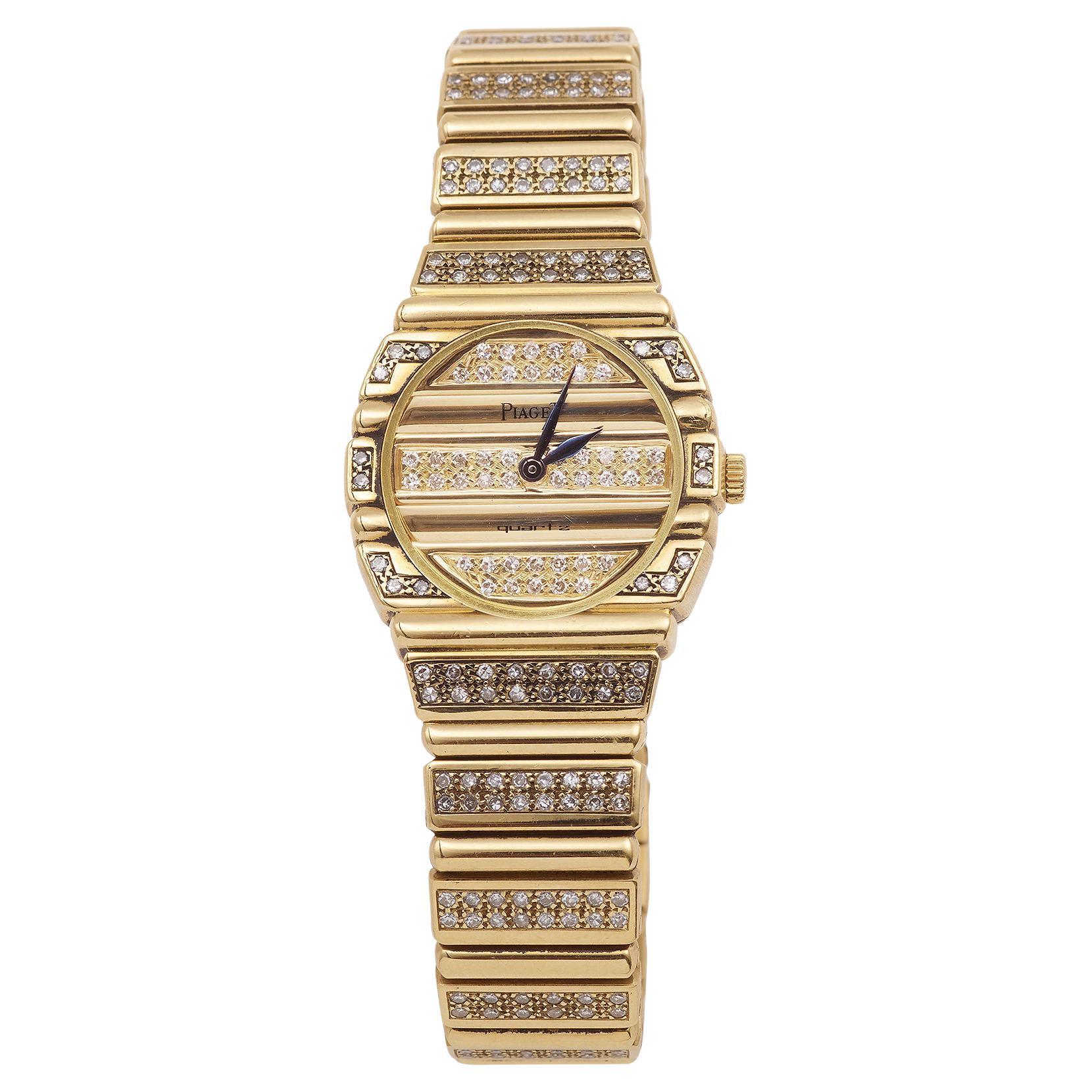 Piaget Polo Diamond Gold Watch For Sale at 1stDibs