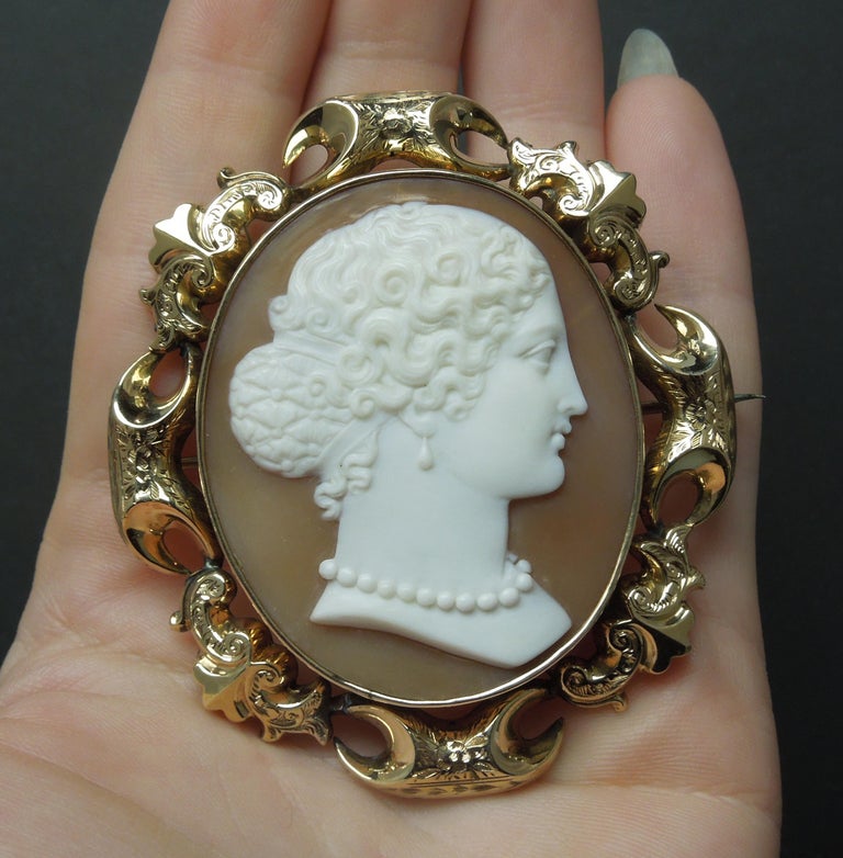 Lady Profile Massive Cameo Brooch For Sale (Free Shipping) at 1stDibs