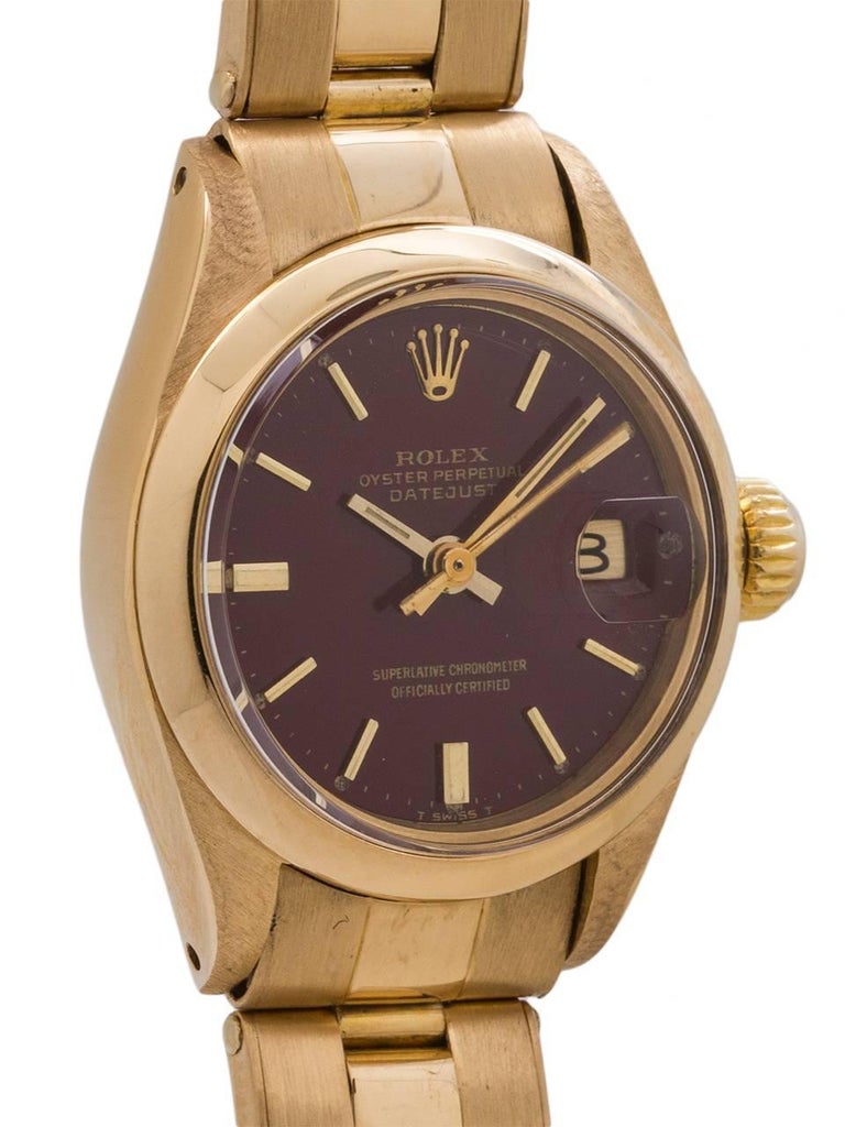 Rolex Ladies Yellow Gold Date “Stella Dial” Self Winding Wristwatch ...