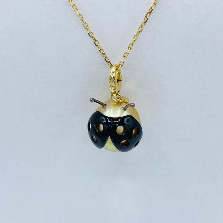 Ladybug 18Kt White Yellow Gold Australian Pearl Charm Pendant ...