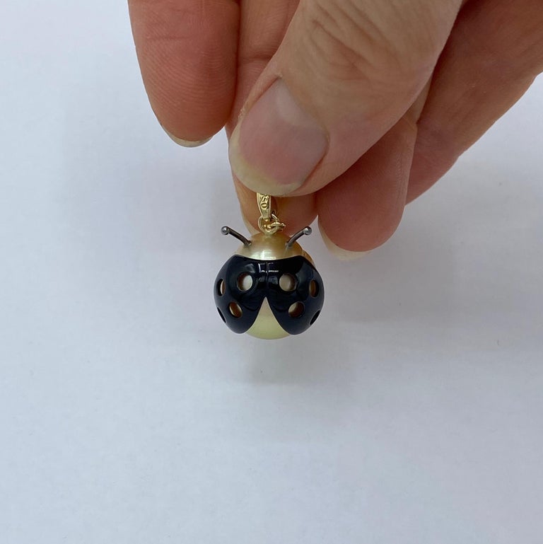 Ladybug 18Kt White Yellow Gold Australian Pearl Charm Pendant ...