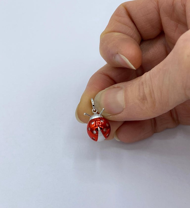 Ladybug or Ladybird 18 Karat Red White Gold Australian Pearl Pendant ...