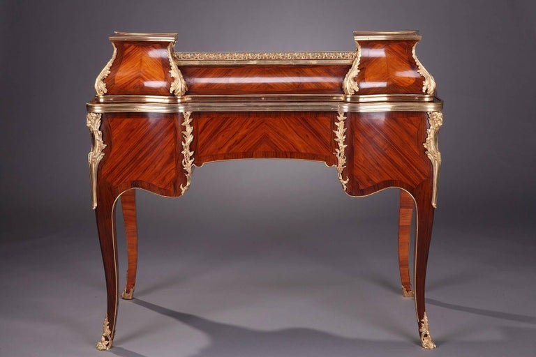 Wood Marquetry Desk in Louis XV Style For Sale at 1stDibs