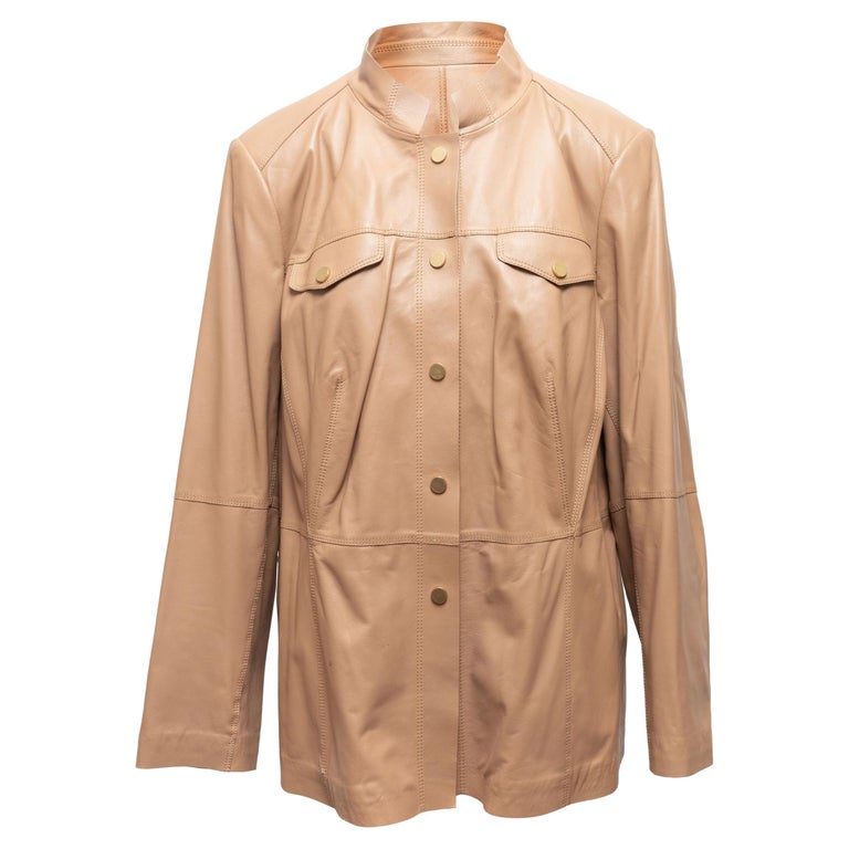 Lafayette 148 Tan Leather Jacket For Sale at 1stDibs