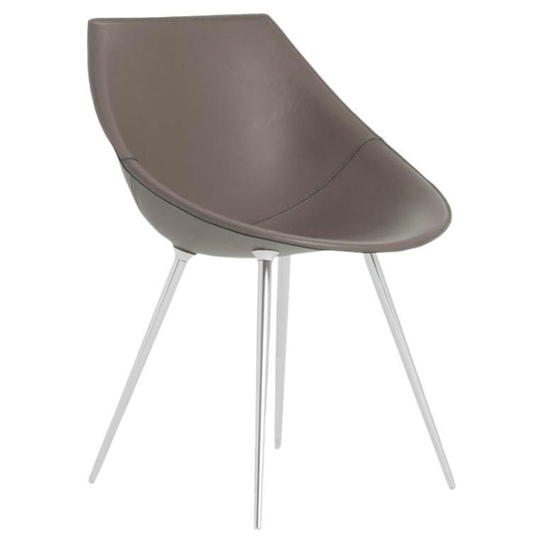 LAGO Chair Leather Dark Beige By Driade For Sale at 1stDibs