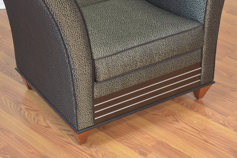 Lago Club Chair with Silk Blend Platinum Pattern For Sale at 1stDibs