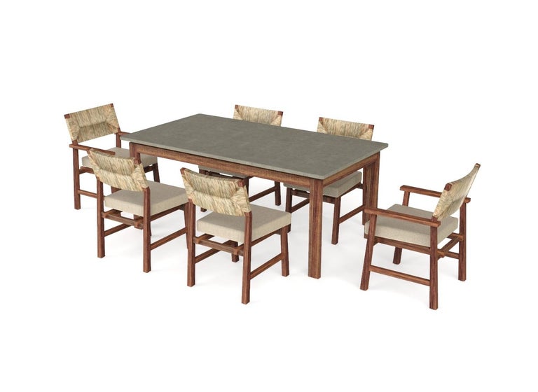 Lago Dining Armchair with Natural Palm Fiber Back, Contemporary Mexican ...