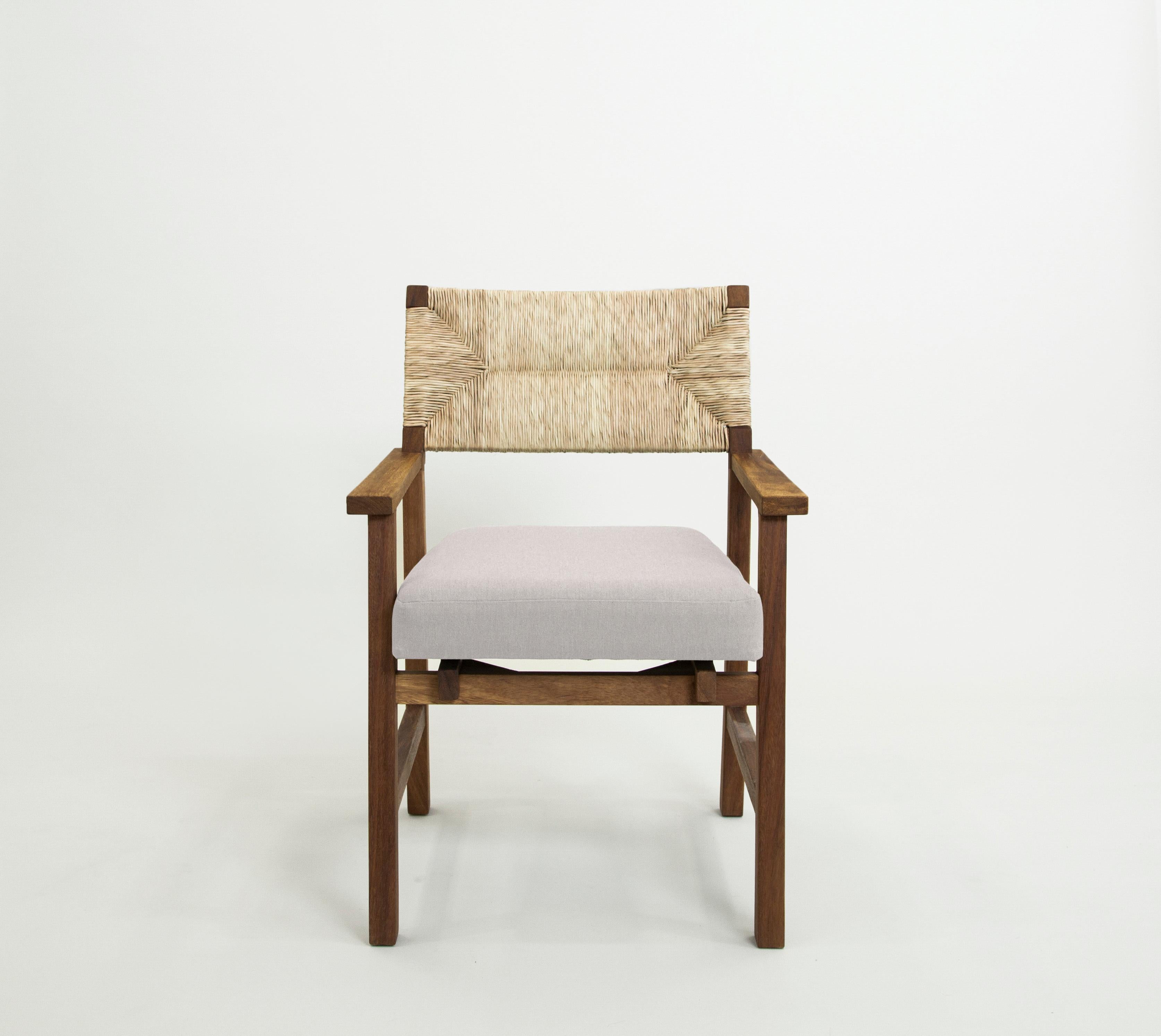 Lago Dining Chair with Natural Palm Fiber Back, Mexican Design (Set 4 ...