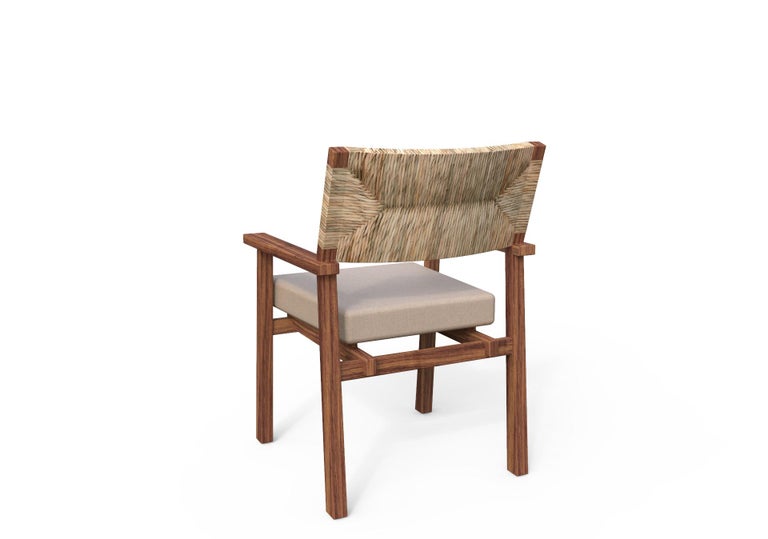 Lago Dining Armchair with Natural Palm Fiber Back, Contemporary Mexican ...
