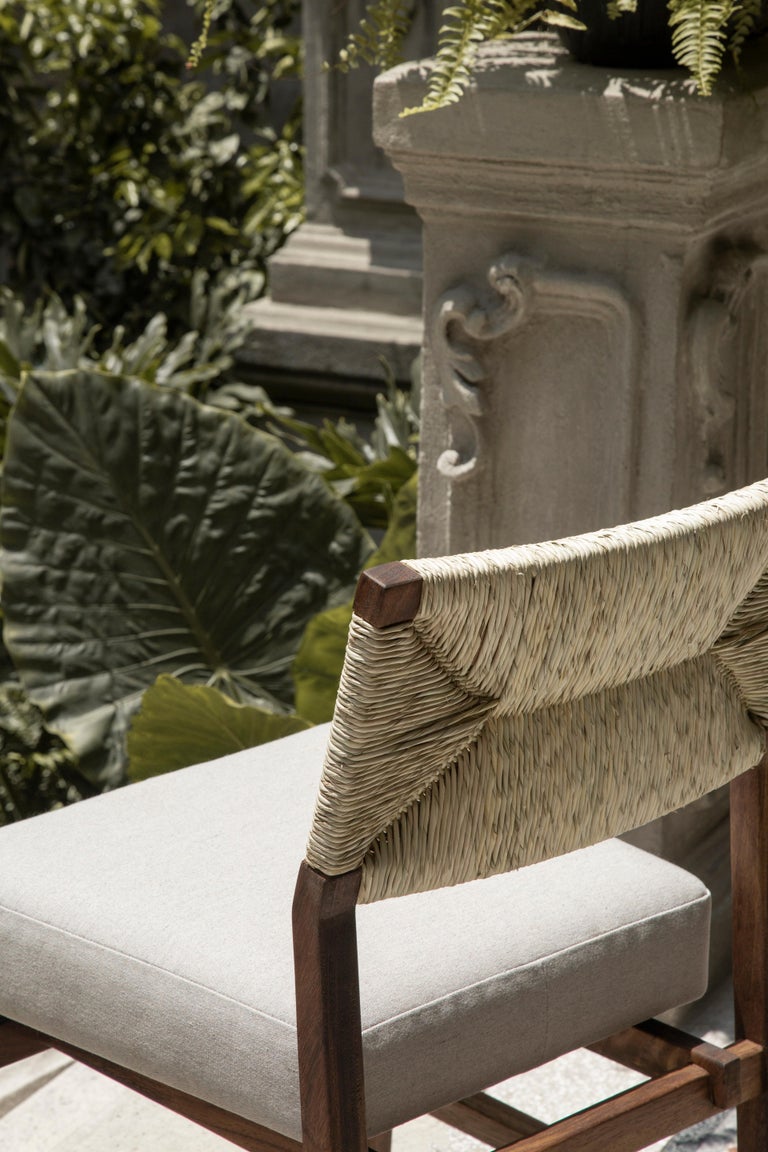 Lago Dining Chair with Natural Palm Fiber Back, Mexican Design (Set 4 ...
