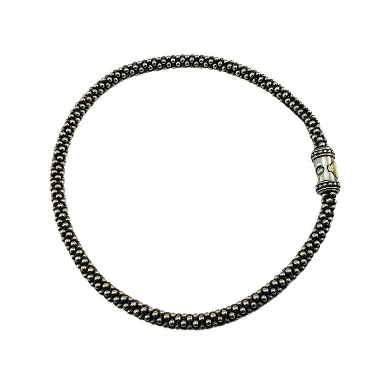 Lagos Caviar Sterling Silver and 18 Karat Yellow Gold Beaded Necklace ...