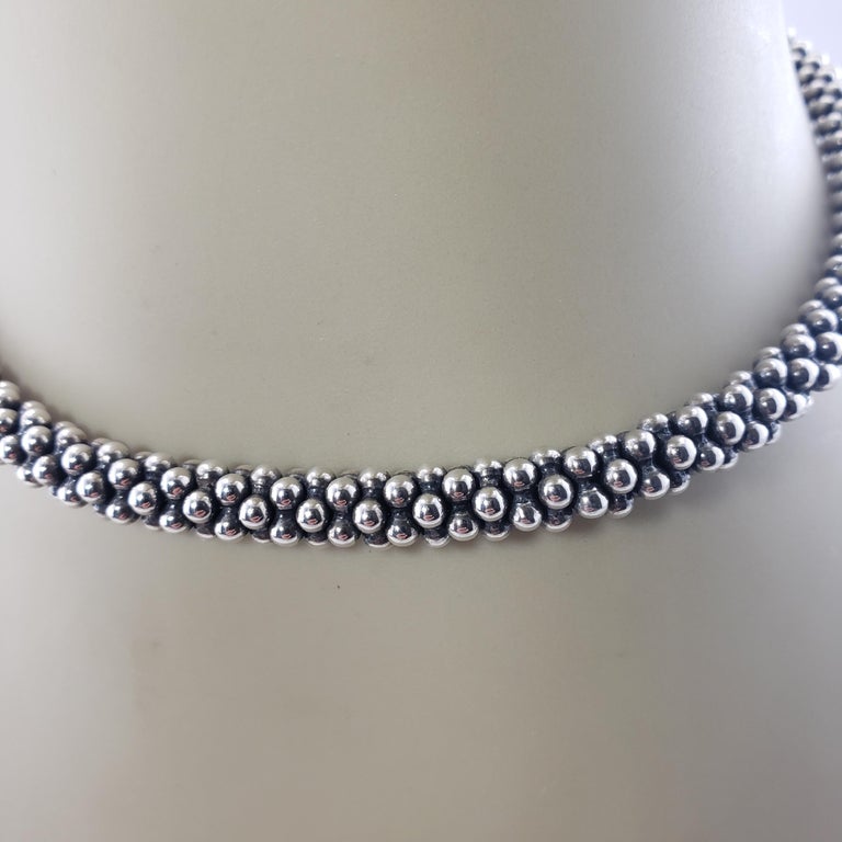 Lagos Caviar Sterling Silver and 18 Karat Yellow Gold Beaded Necklace ...