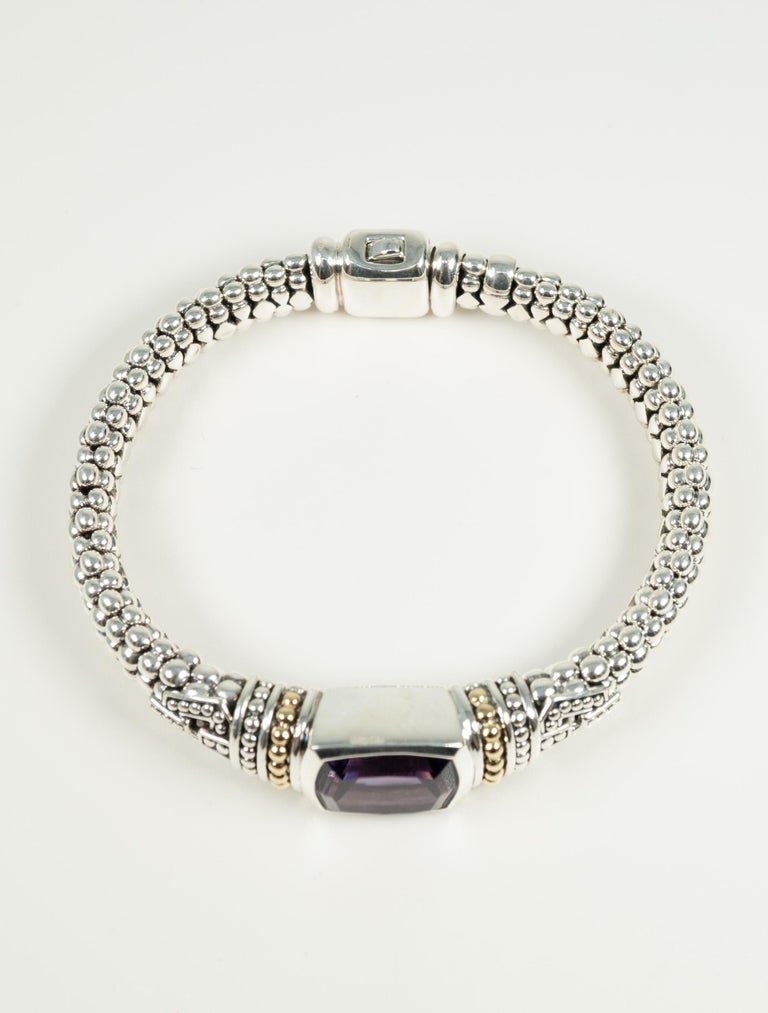 Lagos Caviar Yellow Gold Sterling Silver Amethyst Bracelet at 1stDibs