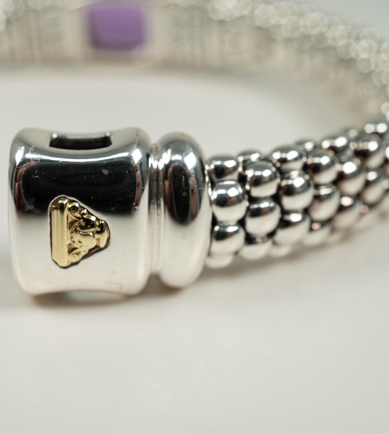Lagos Caviar Yellow Gold Sterling Silver Amethyst Bracelet at 1stDibs