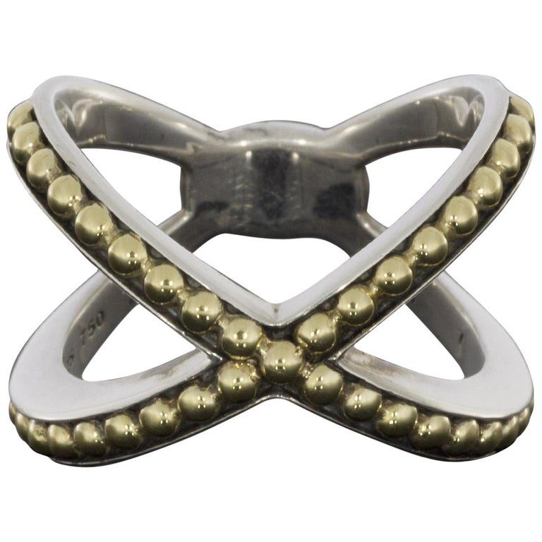 Lagos Infinity X Gold and Silver Band Ring at 1stDibs
