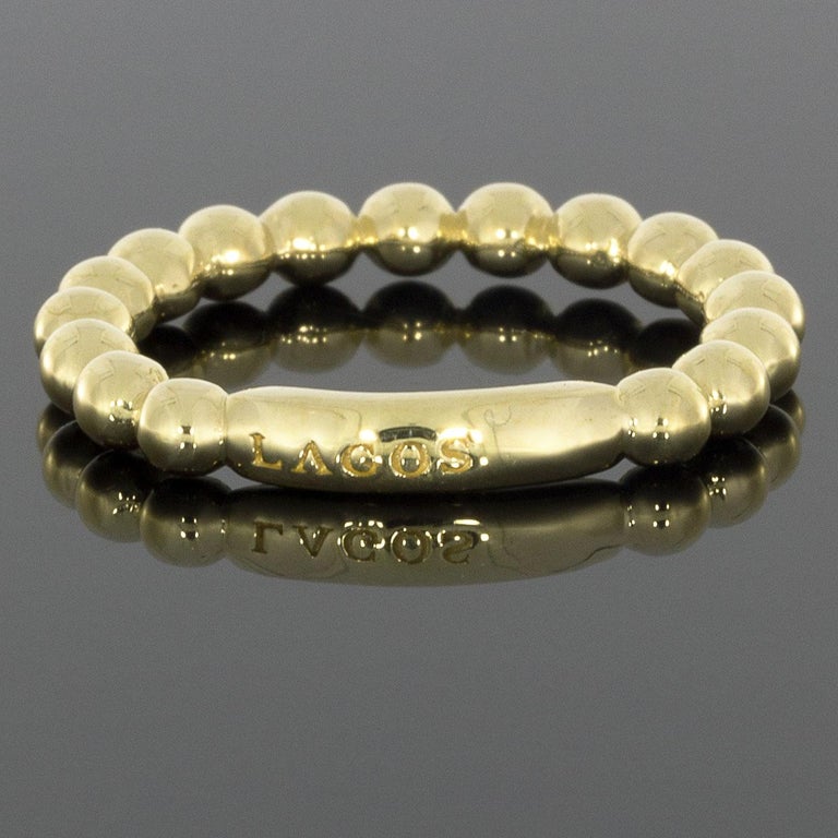 Lagos Stacking 'Stackable' Yellow Gold Beaded Caviar Fashion Ring at ...