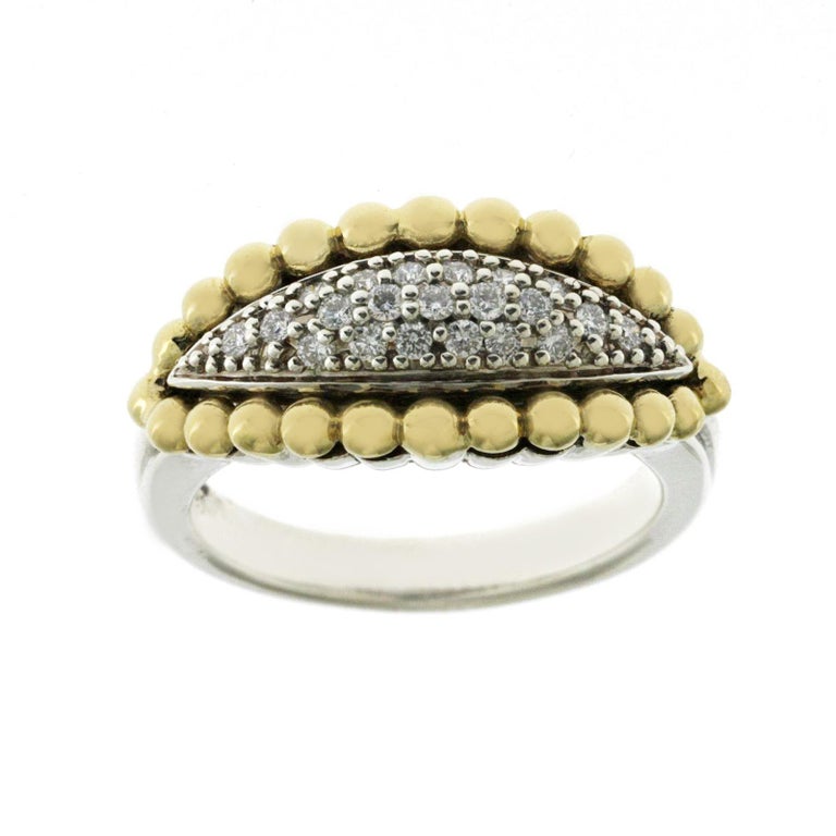 Lagos Sterling 925 Silver and 18 Karat Yellow Gold Diamond Band at ...