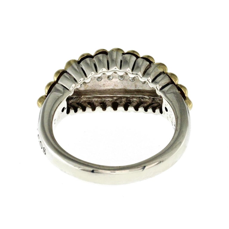 Lagos Sterling 925 Silver and 18 Karat Yellow Gold Diamond Band at ...