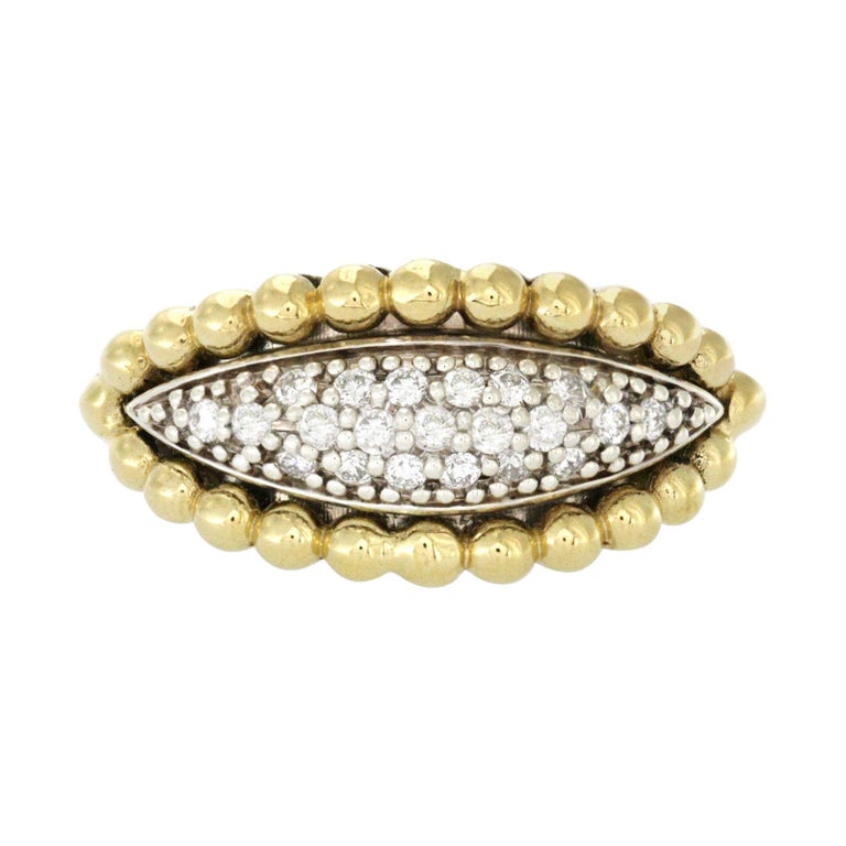 Lagos Sterling 925 Silver and 18 Karat Yellow Gold Diamond Band at ...