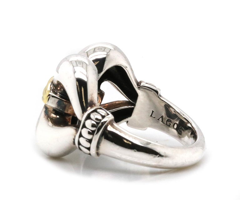 Lagos Sterling Silver and Yellow Gold Derby Ring 18K For Sale at 1stDibs