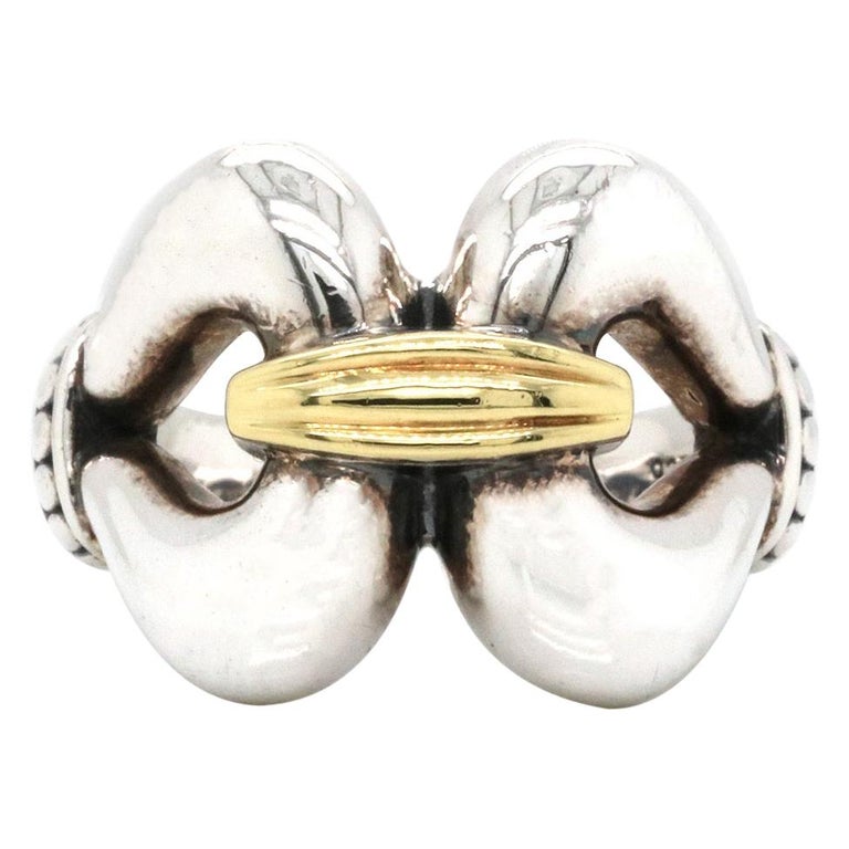 Lagos Sterling Silver and Yellow Gold Derby Ring 18K For Sale at 1stDibs