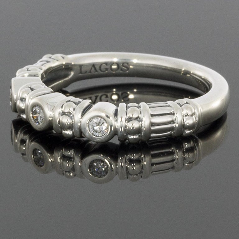 Lagos Sterling Silver Round Diamond Caviar Stacking Band Ring at ...