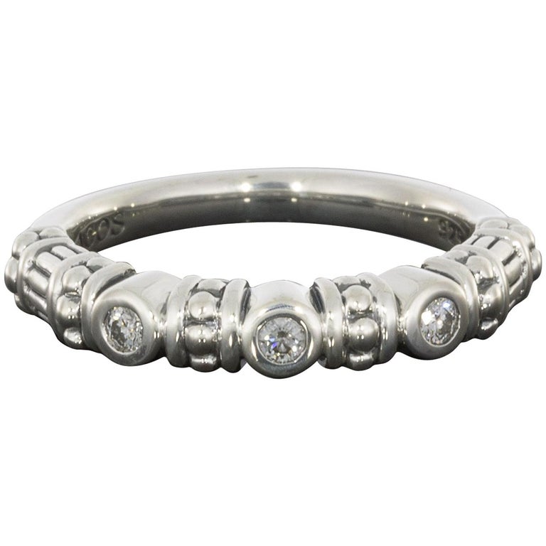 Lagos Sterling Silver Round Diamond Caviar Stacking Band Ring at ...