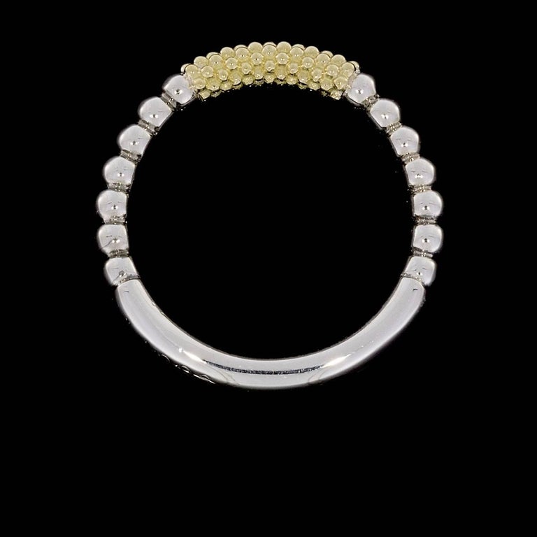 Lagos Yellow Gold and Sterling Silver Caviar Icon Stack Ring at 1stDibs