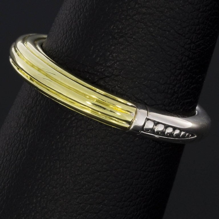 Lagos Yellow Gold and Sterling Silver Signature Caviar Fluted Stack ...