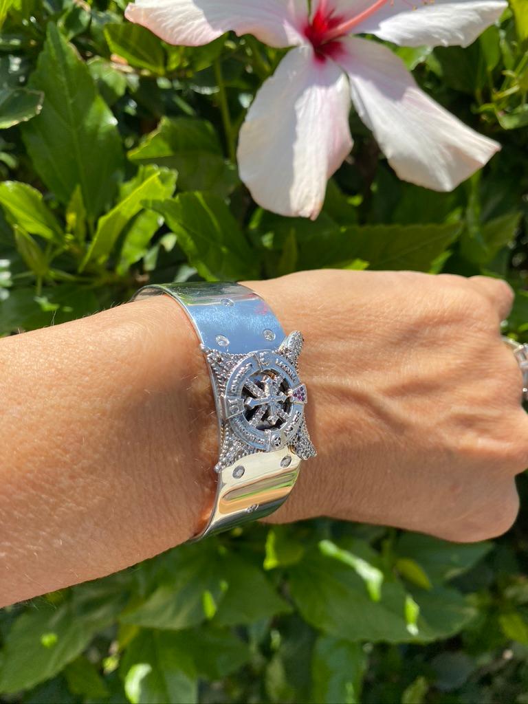 Laguna Beach Lifeguard Cuff Diamond Bracelet with Rubies 22 mm For Sale ...