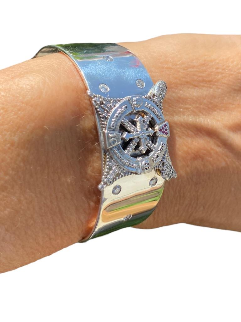 Laguna Beach Lifeguard Cuff Diamond Bracelet with Rubies 22 mm For Sale ...