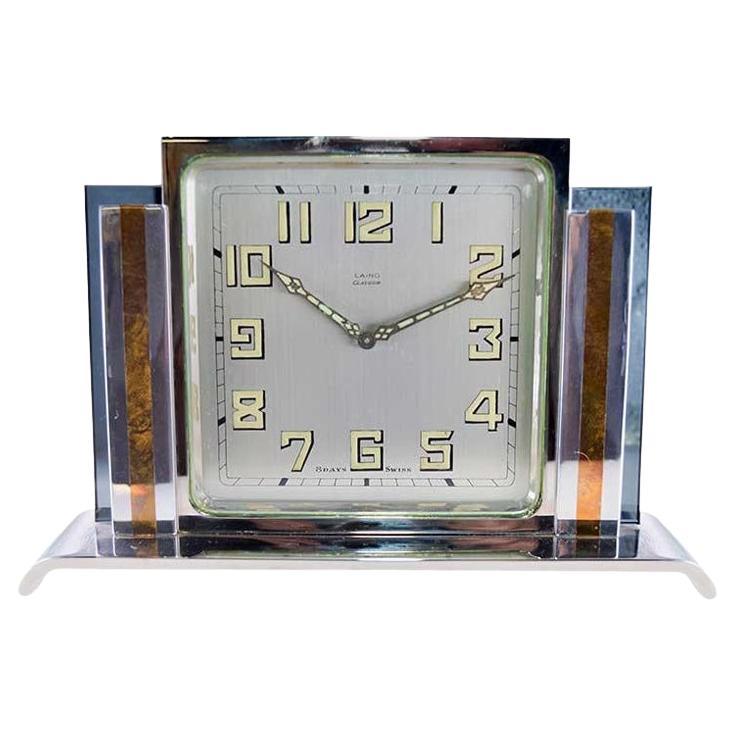 Longines Gilded Brass Art Deco 8 Day Desk Clock with Power Reserve From ...