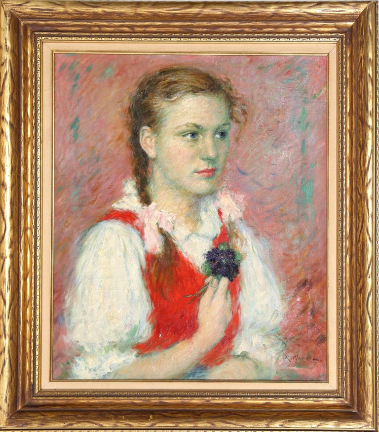 Lajos Rezes Molnar - Portrait of a Girl For Sale at 1stDibs