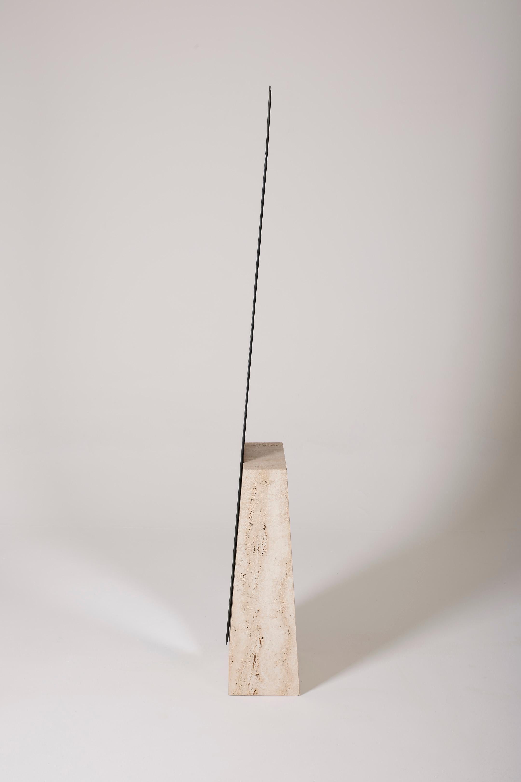 "Lake No. 5" mirror in travertine For Sale at 1stDibs