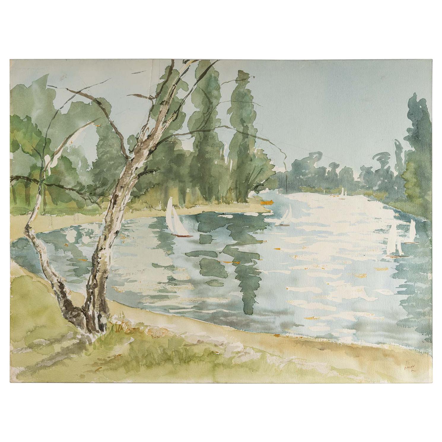 "Fishing Boats in Choppy Seas" by Samuel Calvert For Sale at 1stDibs